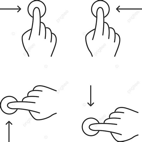Touchscreen Gestures Linear Icons Set Thin Push Hand Vector Thin Push Hand Png And Vector