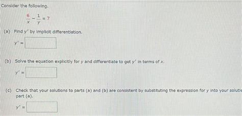 [answered] consider the following 1 y a find y by implicit kunduz