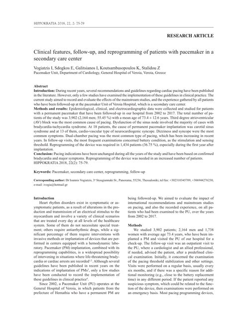 pdf clinical features follow up and reprogramming of patients with