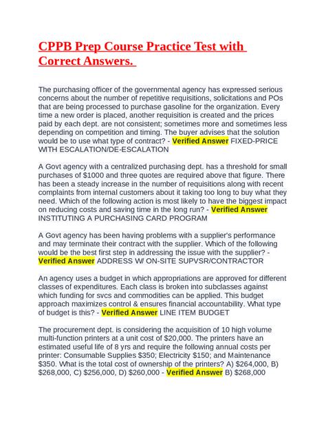 Cppb Prep Course Practice Test With Correct Answers Exams Finance Docsity