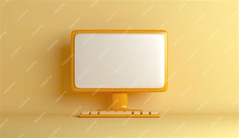 Premium Photo 3d Yellow Computer Monitor Keyboard Cartoon Style