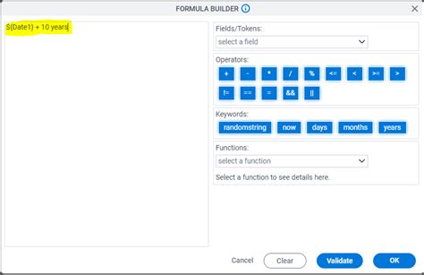 years function in formula set value to date control agilepoint