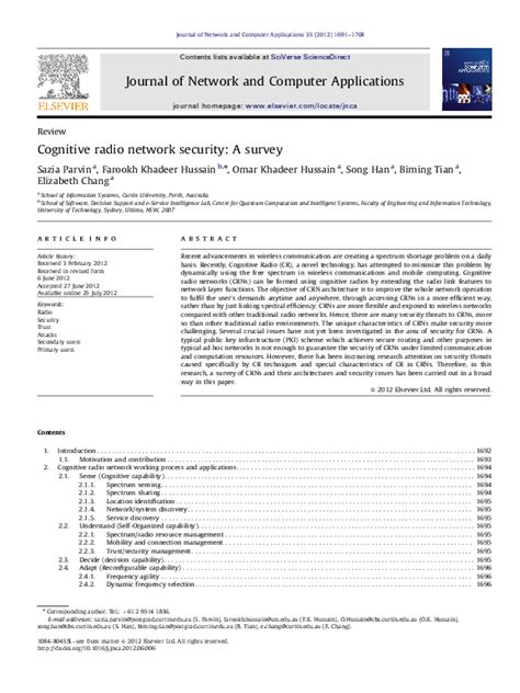 Pdf Cognitive Radio Network Security A Survey