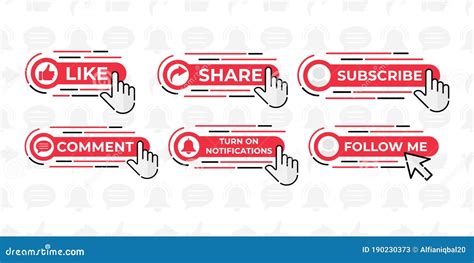 Like, Share, Comment, Subscribe and Share Icon Button Vector Illustration. Set of Social Media ...