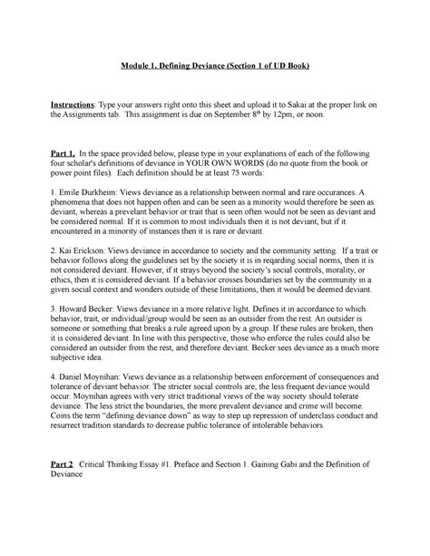 Module 1 Soci Assignment Copy Module 1 Defining Deviance Section 1 Of Ud Book Instructions