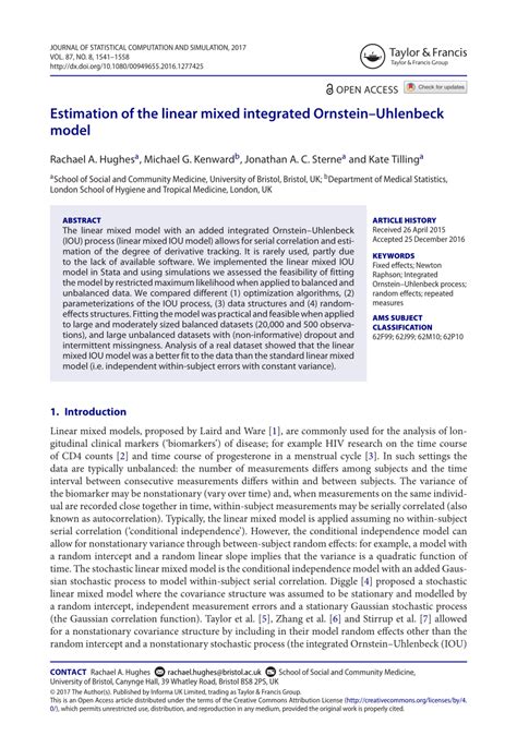 Pdf Estimation Of The Linear Mixed Integrated Ornsteinuhlenbeck Model