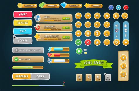 2d Mobile Game Ui Kit With More Than 60 Elements By Therustyart