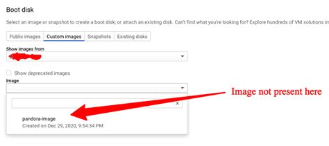 Python Gcp Cloud Function To Create Vm Instance Does Not Recognise My Custom Image Stack
