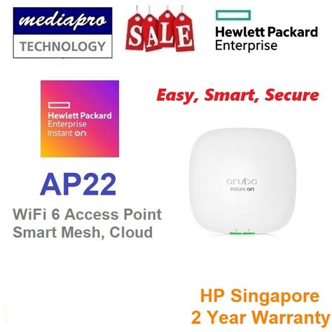 Hp Hpe Ap22 Aruba Instant On Wifi 6 Access Point Poe Smart Mesh Cloud W O Ac Adapter