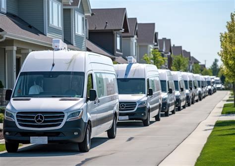 Premium Ai Image A Fleet Of Autonomous Delivery Vans Efficiently