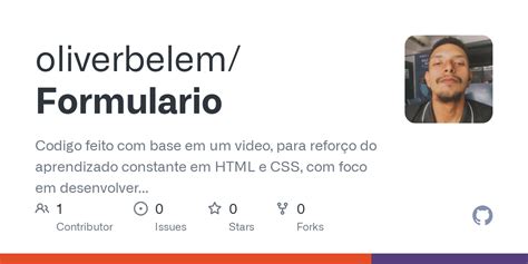 GitHub oliverbelem Formulario Codigo feito base em um video para reforço do aprendizado