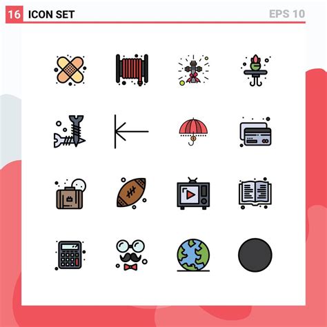 Mobile Interface Flat Color Filled Line Set Of 16 Pictograms Of Hardware Screw Christian Shelf