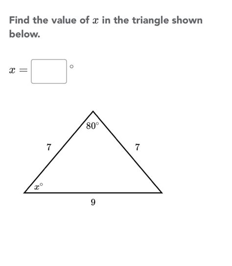 solved find the value of x in the triangle shown below