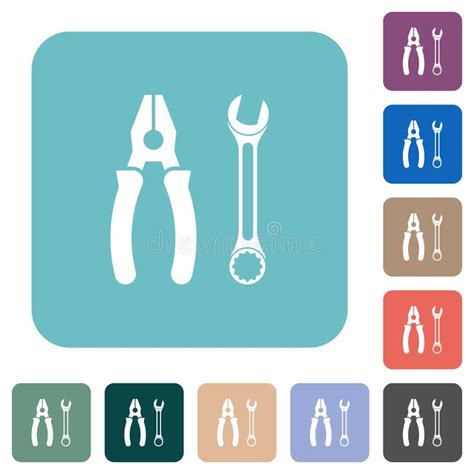 Combined Pliers And Wrench Color Glass Buttons Stock Vector Illustration Of Logotype Element