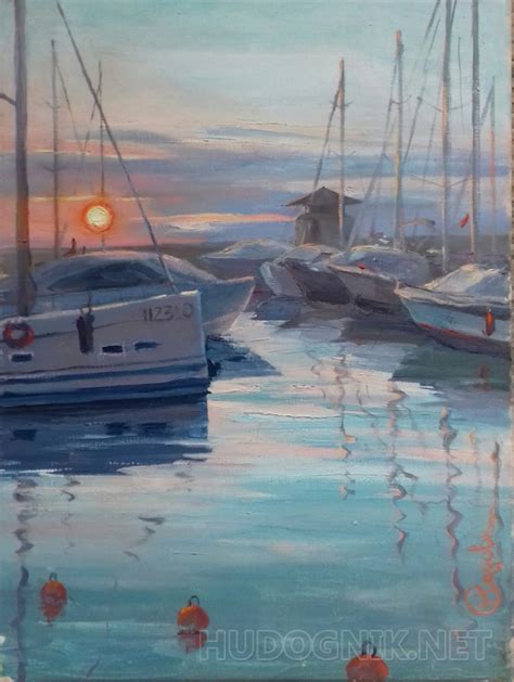 Картина Вечер в марине Размеры 30x40 Год 2019 Цена 7500 рублей