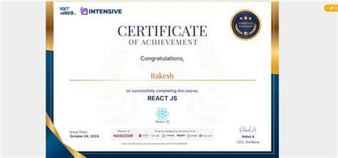 Rakesh Adem On Linkedin Reactjs Certification Nxtwave