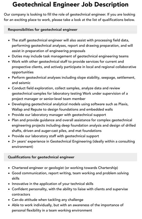 Geotechnical Engineer Job Description Velvet Jobs