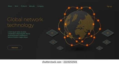 Global Network Technology Isometric Vector Illustration Stock Vector