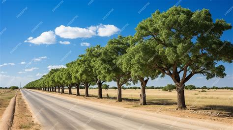 Premium Photo Many Complete Trees On Blue Sky Background