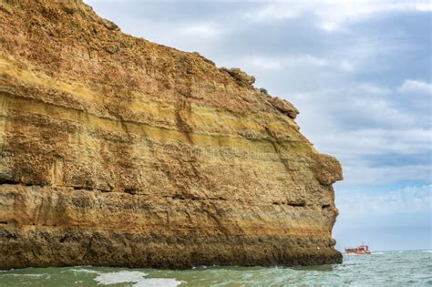 Majestic Coastal Cliffs And Sea Caves In Algarve Portugal Stock Image Image Of Beach Wave