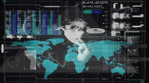 Animation Statistics Data Processing Over World Stock Footage Video