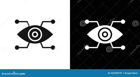 Bionic Eye Icon Linear Logo Mark In Black And White Vector Illustration
