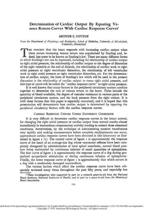 Determination Of Cardiac Output By Equating Venous Return Curves With Cardiac Response Curves