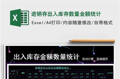 2021年进销存出入库存数量金额统计 Excel表格 工图网