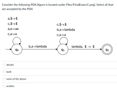 Solved Consider The Following Pda Figure Is Located Under