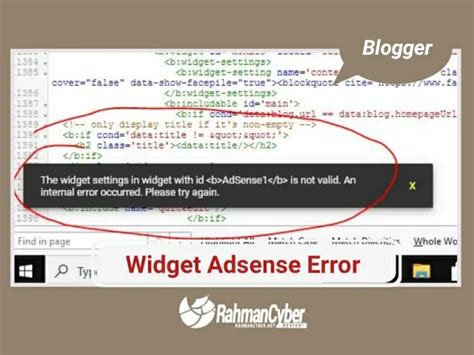 how to fix the widget settings in widget with adsense id is not valid