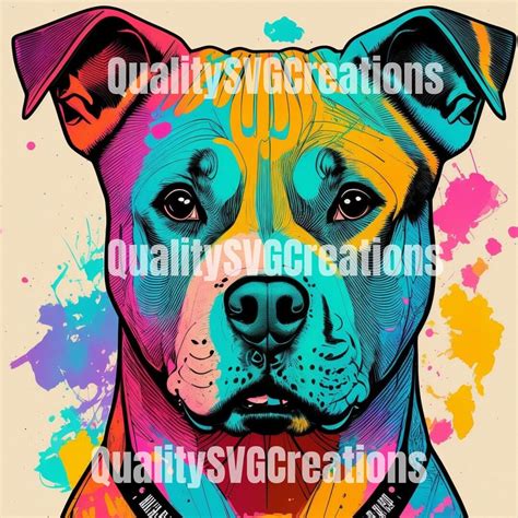 Colorful Pitbull Head Svg Etsy