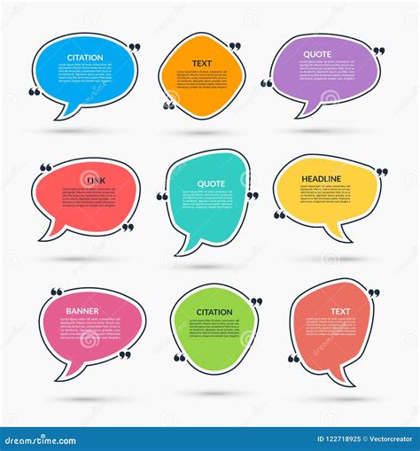 Quote Box Vector Set Of Speech Bubbles Text Frames Stock Vector Illustration Of Pull