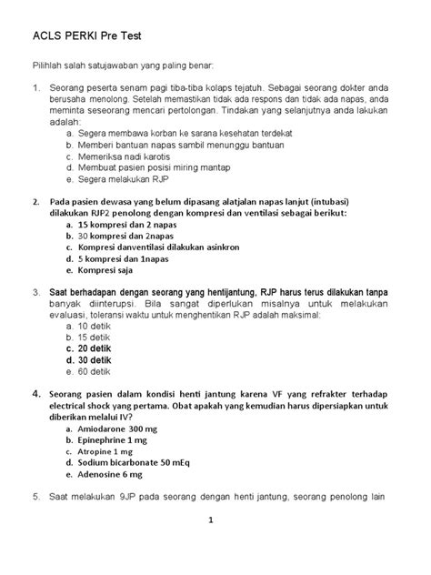 Soal Pretest Acls Pdf