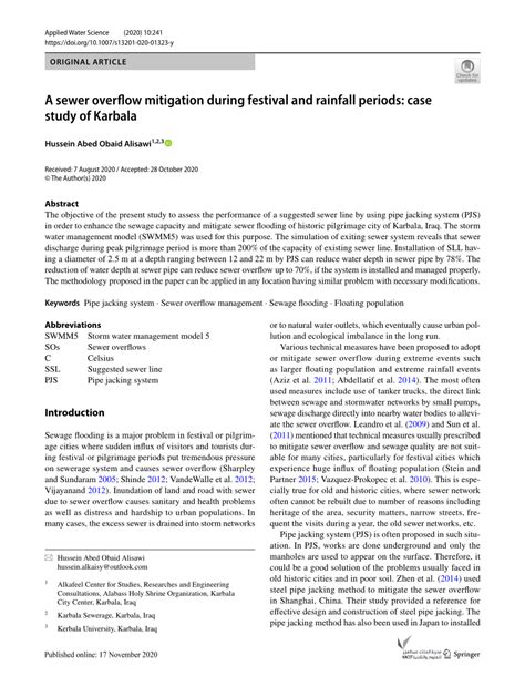 Pdf A Sewer Overflow Mitigation During Festival And Rainfall Periods