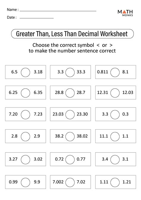 Greater Than And Less Than Worksheets Educational Worksheet Packs