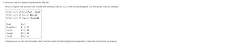 Solved Write This Task In A Python Module Named T Chegg