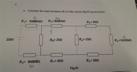Solved A Calculate The Total Resistance RT Of The Chegg Com