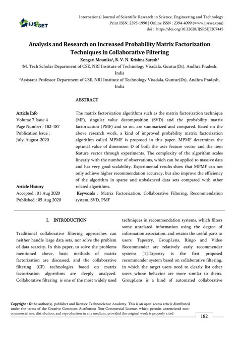 Pdf Analysis And Research On Increased Probability Matrix