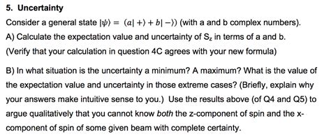 Solved Uncertainty Consider a general state Ιψ al Chegg com