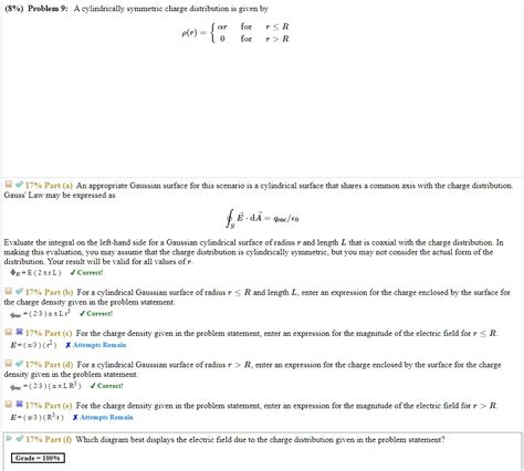 Solved Problem 9 A Cylindrically Symmetric Charge Distribution Is Given By For R R P R 17