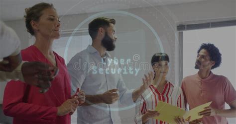 Image Of Scope Scanning With Cyber Security Text Over Diverse Business