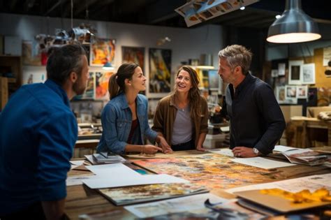 Premium Photo Vibrant Brainstorming Session In A Creative Space Generative Ai