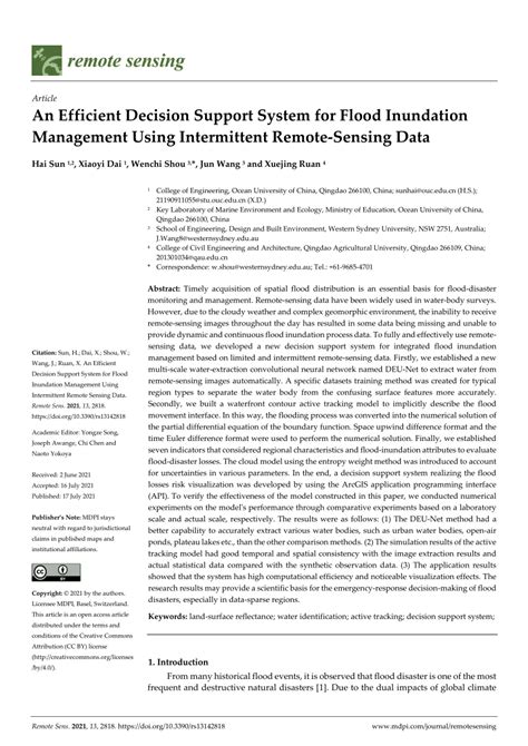PDF An Efficient Decision Support System For Flood Inundation Management Using Intermittent