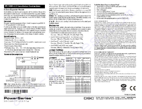 Dsc Powerseries Pc5108 V2 0 Extender Installation Instructions Manual