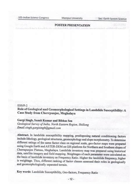 PDF ROLE OF GEOLOGICAL AND GEOMORPHOLOGICAL SETTINGS IN LANDSLIDE SUSCEPTIBILITY A CASE STUDY