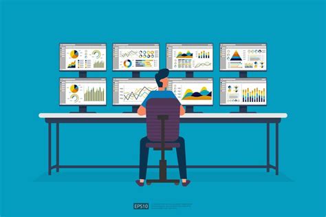 Premium Vector Businessman Sitting And Monitoring Stock Market On