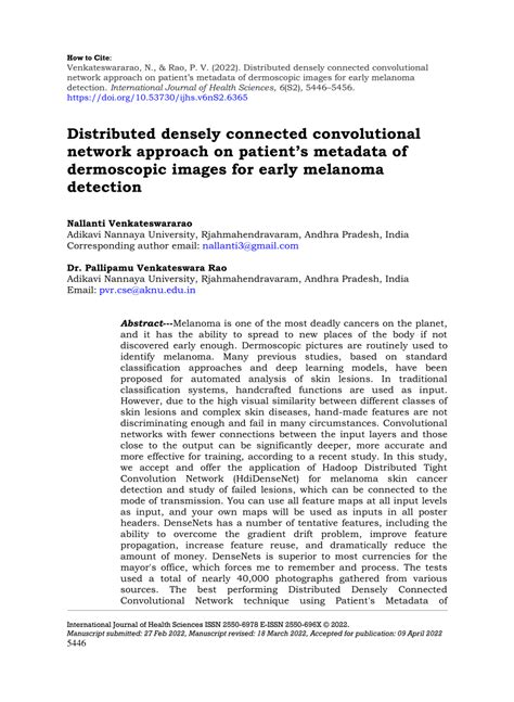 Pdf Distributed Densely Connected Convolutional Network Approach On Patients Metadata Of