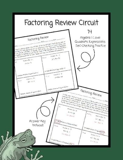 Algebra 1 Factoring Quadratic Expressions Review Self Checking Circuit