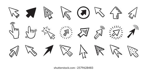 Cursor Doodle Icon Set Click Cursor Stock Vector Royalty Free