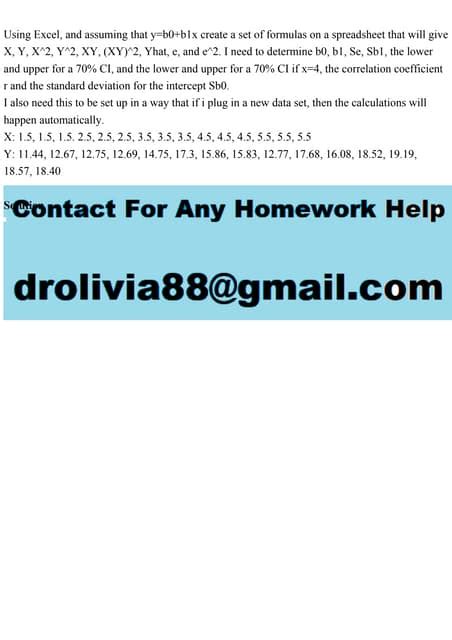 Using Excel And Assuming That Yb0b1x Create A Set Of Formulas On Pdf